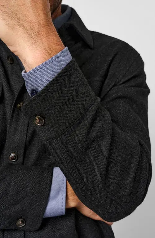 David Donahue Herringbone Wool Button Up Shirt