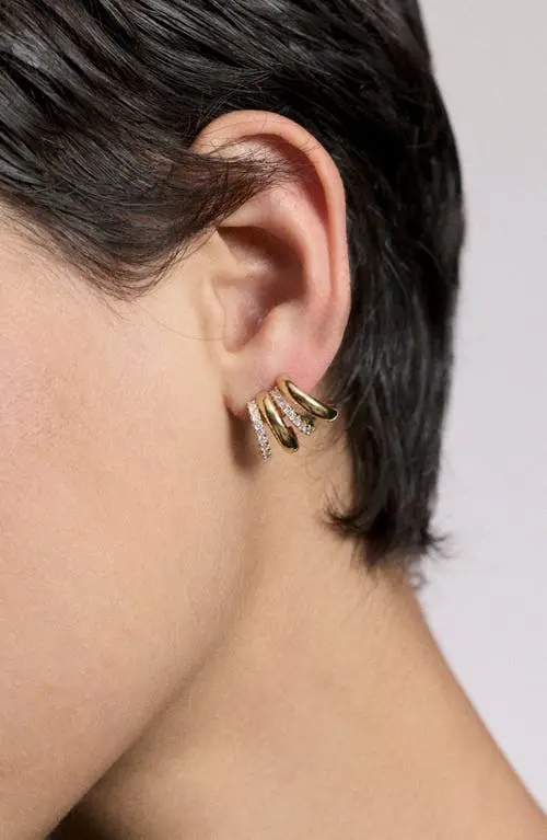 Nadri Muse Multi Row Stud Earrings - Gold
