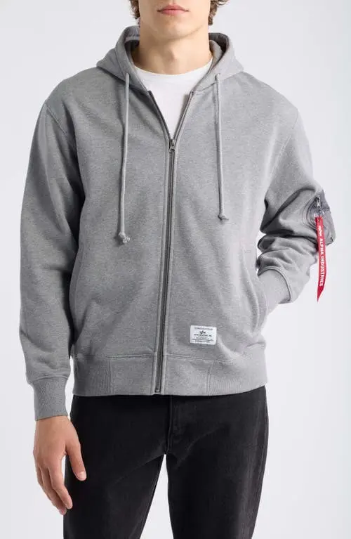 Alpha Industries Utility Pocket Full-zip Hoodie - Medium Charcoal Heather