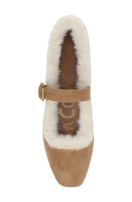 Sam Edelman Michaela Faux Fur Trim Mary Jane Flat
