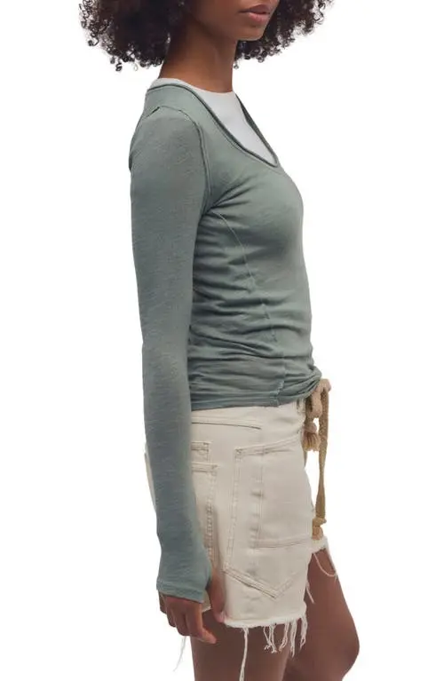 Free People Siren Long Sleeve Top - Olive Leaf
