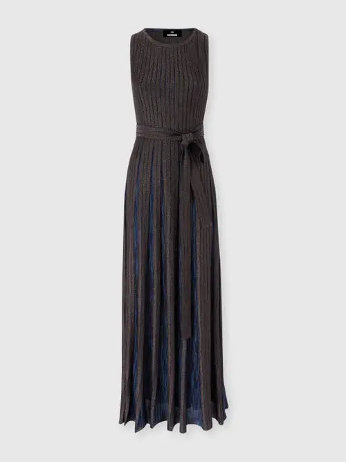 Missoni Long Viscose Lamé Dress With Belt - Blue
