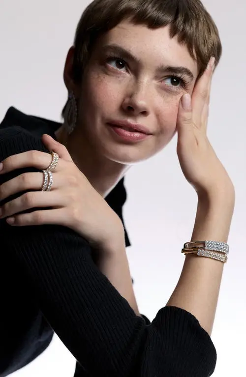 Nadri Twinnie Double Ring - Rhodium
