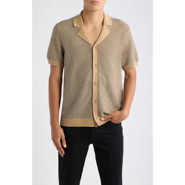 BOSS Lomare Cotton Button-up Sweater - Medium Beige