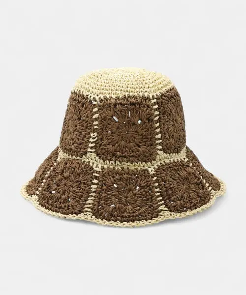 PETER GRIMM Serafina Crocheted Bucket Hat - Natural/brown