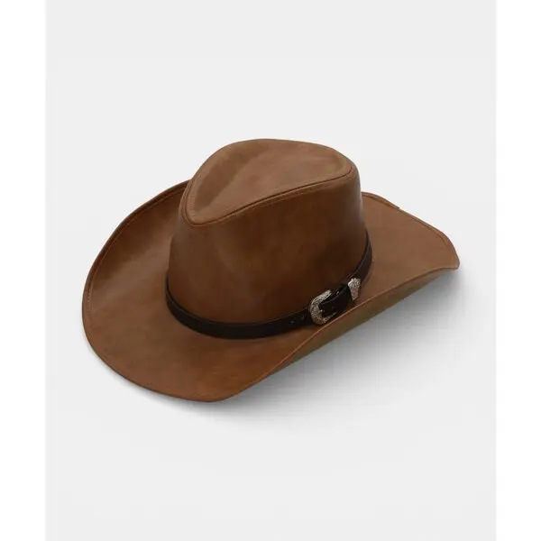 PETER GRIMM Yatra Faux Leather Cowboy Hat - Brown