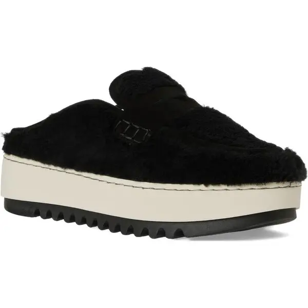 Aquatalia Amata Genuine Shearling Mule - Black/shearling