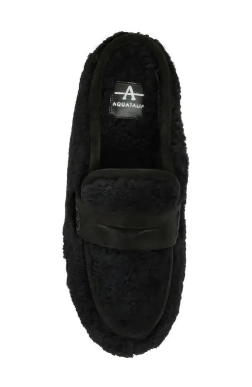 Aquatalia Amata Genuine Shearling Mule - Black/shearling