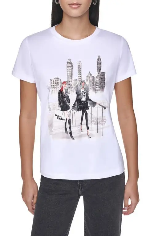 Dkny Central Park Steps Graphic T-shirt - White
