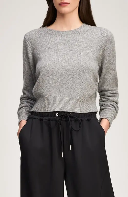Cinq À Sept Birdie Cropped Cashmere Pullover Sweater With Ruched Sleeves - Heather Grey