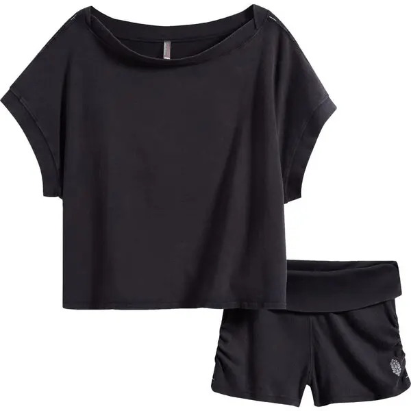 Free People Hot Shot Knit Top And Shorts Set