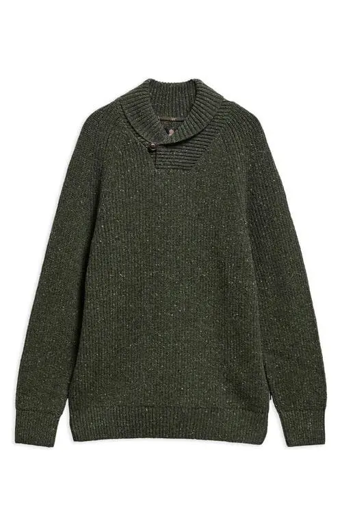 Barbour Essential Fleck Shawl Collar Sweater - Olive