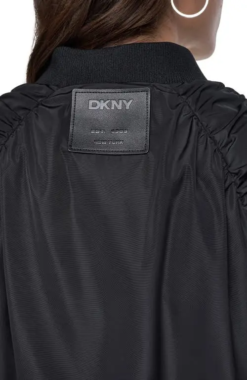 Dkny Ruched Pins & Patches Bomber Jacket - Black