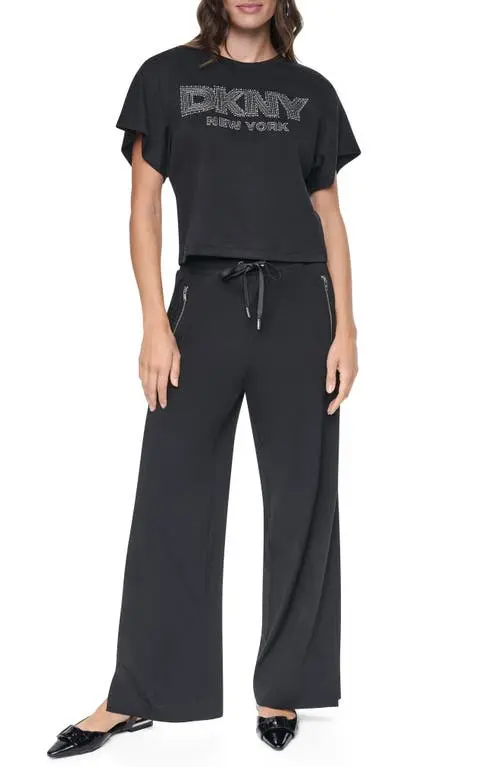 Dkny Embellished Dolman Sleeve T-shirt - Black