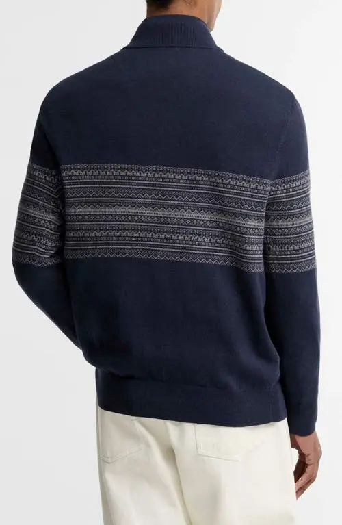 Barbour Millwood Fair Isle Half Zip Sweater - Navy