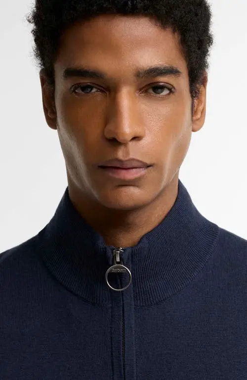 Barbour Millwood Fair Isle Half Zip Sweater - Navy