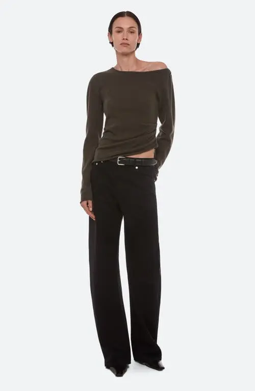 Helmut Lang Draped Asymmetric One-shoulder Wool Sweater - Gourd