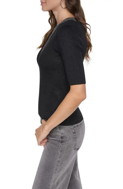 Dkny Crystal Embellished Metallic Sweater - Black