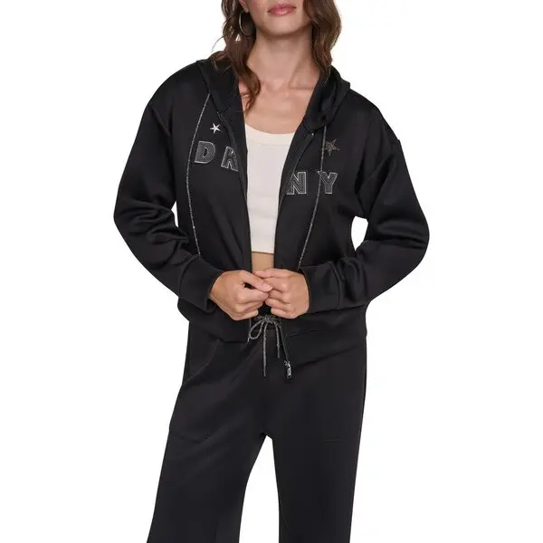 Dkny Logo Appliqué Hoodie - Black