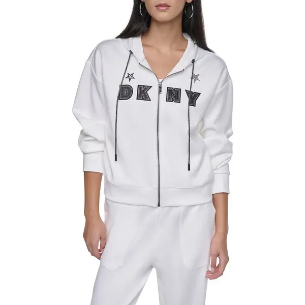 Dkny Logo Appliqué Hoodie - Ivory