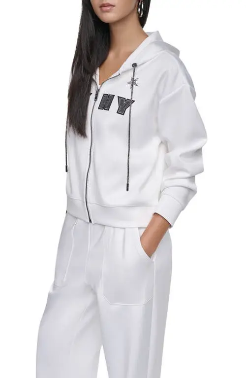 Dkny Logo Appliqué Hoodie - Ivory
