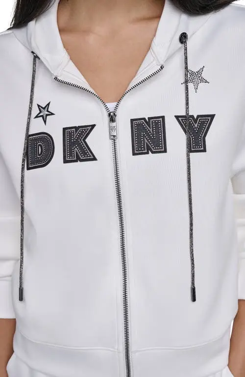 Dkny Logo Appliqué Hoodie - Ivory