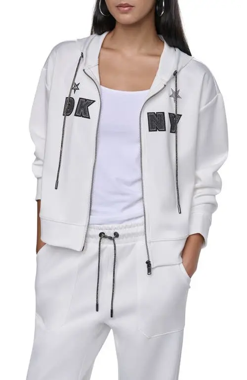 Dkny Logo Appliqué Hoodie - Ivory