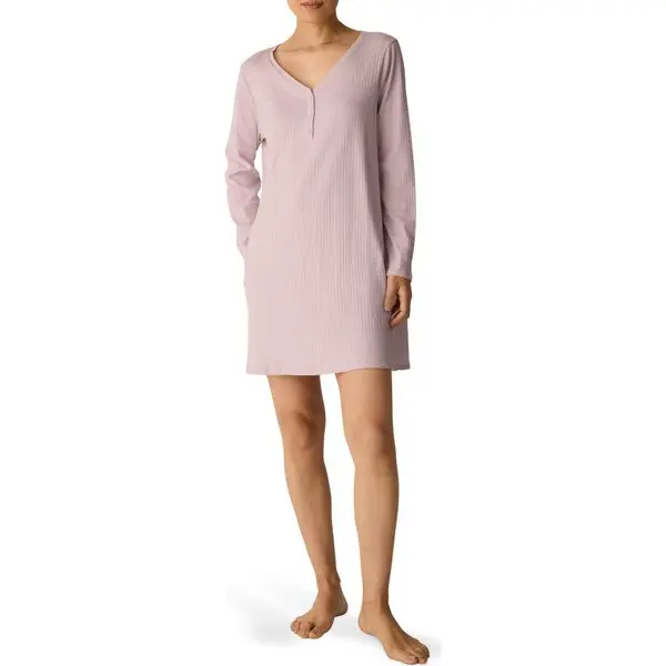 Eileen Fisher V-neck Henley Nightgown - Pearlescent
