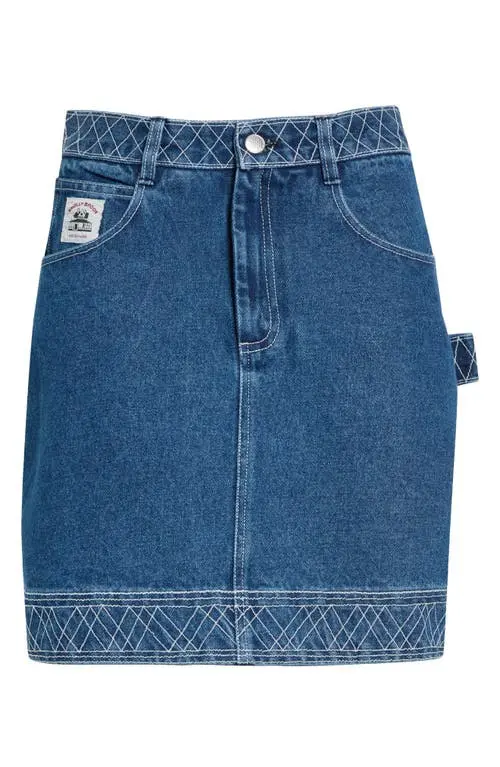 BODE Embroidered Denim Miniskirt - Indigo