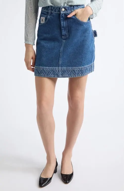 BODE Embroidered Denim Miniskirt - Indigo