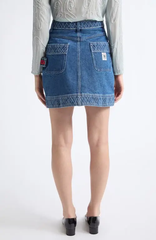 BODE Embroidered Denim Miniskirt - Indigo
