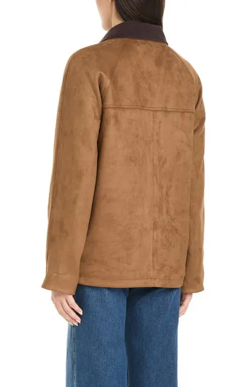 Vince Camuto Faux Suede Barn Jacket With Cord Collar