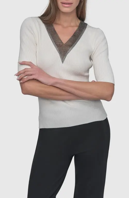 Dkny Embellished V-neck Sweater