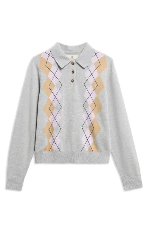 Barbour Fawne Argyle Merino Wool Sweater