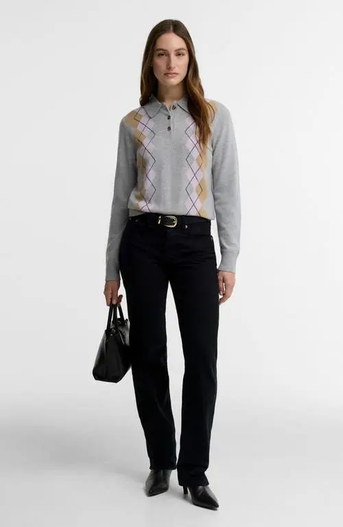 Barbour Fawne Argyle Merino Wool Sweater