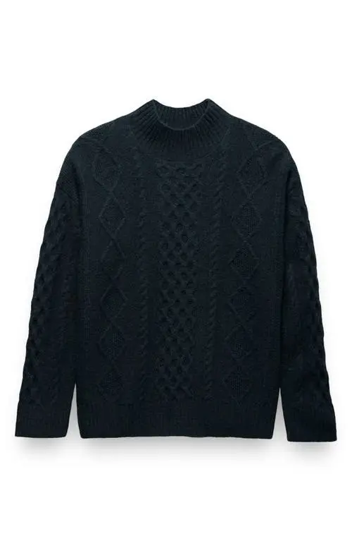 Prana Amber Mountain Cable Knit Mock Neck Sweater - Nautical