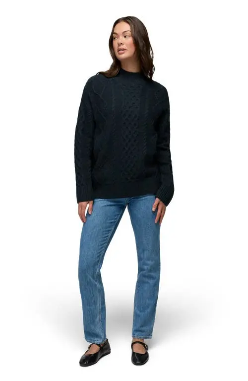 Prana Amber Mountain Cable Knit Mock Neck Sweater - Nautical