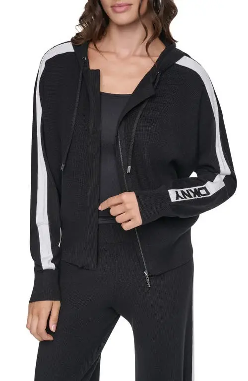 Dkny Logo Stripe Zip Hoodie