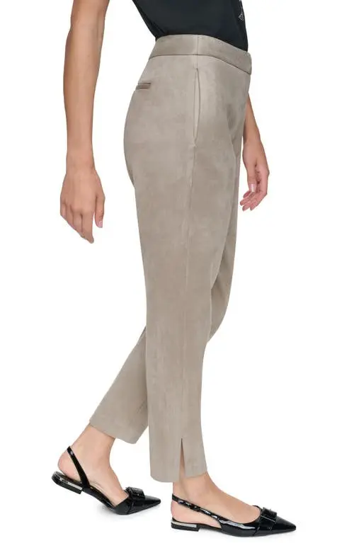 Dkny Faux Suede Ankle Pants With Slit Cuffs