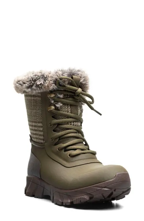 Bogs Arcata Ii Faux Fur Lined Waterproof Lace-up Boot - Olive Multi