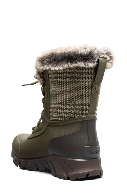 Bogs Arcata Ii Faux Fur Lined Waterproof Lace-up Boot - Olive Multi