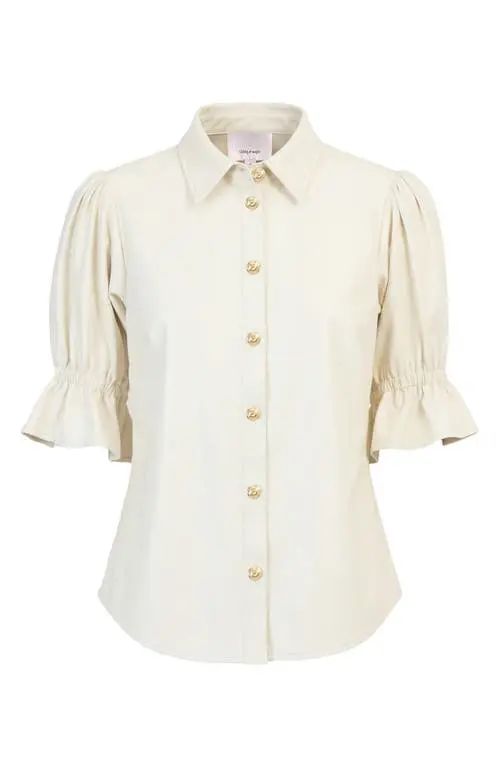 Cinq À Sept Fiona Faux Leather Button-up Shirt - Ivory