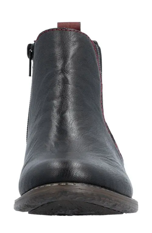 RIEKER Ornella 60 Leather Ankle Bootie - Schwarz/wine