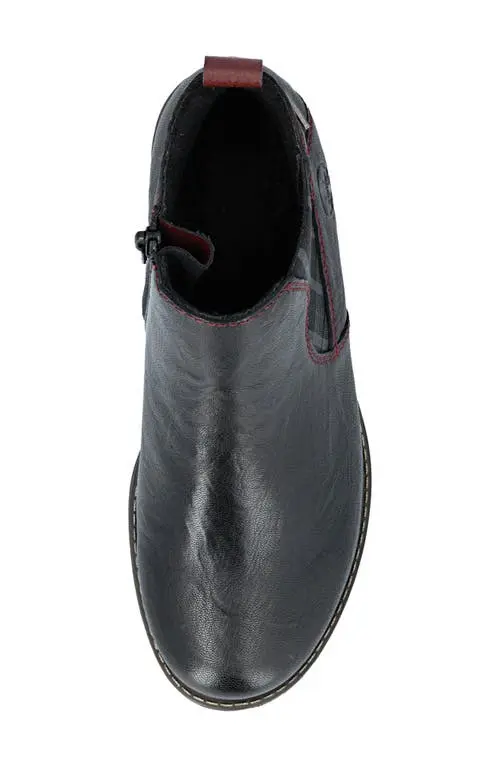 RIEKER Ornella 60 Leather Ankle Bootie - Schwarz/wine