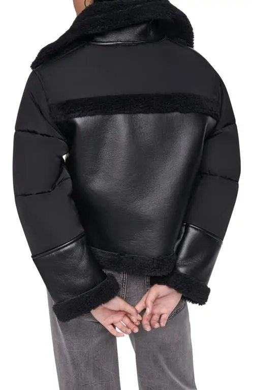 Dkny Puff-sleeve Faux Shearling Jacket
