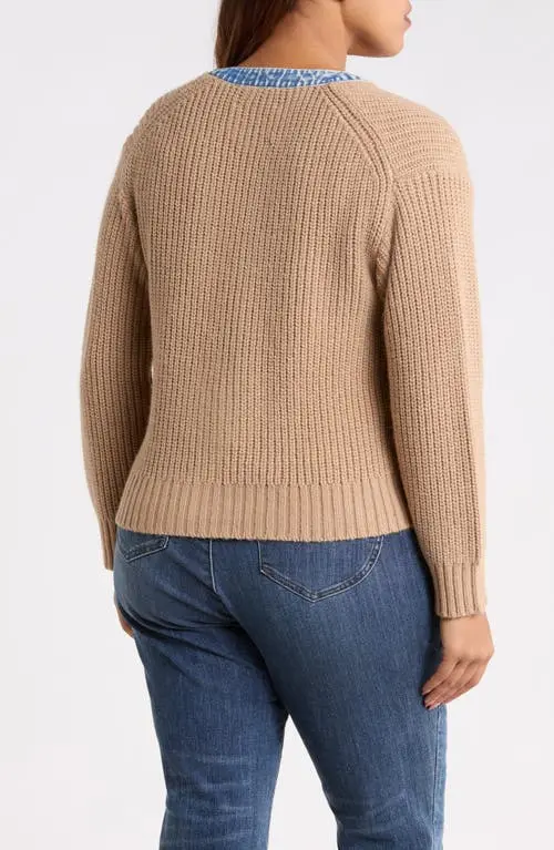 CITY BLUES Denim Trim Cropped Cardigan