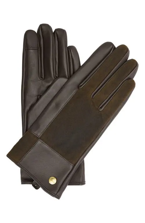 Barbour Hudson Patchwork Leather Gloves - Brown/olive