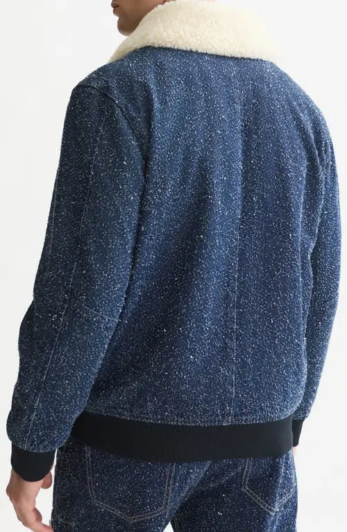 Scotch & Soda Denim Flight Jacket With Faux Shearling Collar