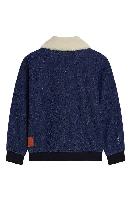 Scotch & Soda Denim Flight Jacket With Faux Shearling Collar