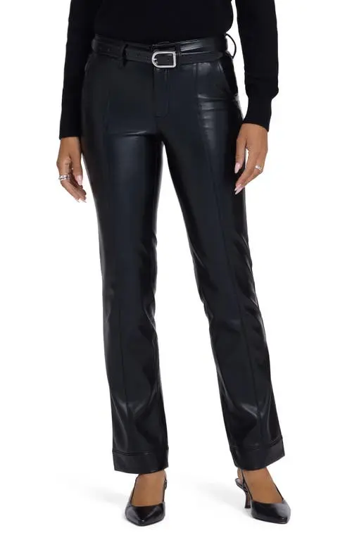 NYDJ Marilyn Faux Leather Straight Leg Pants - Black